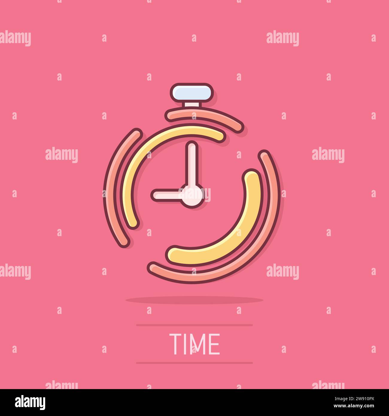 Vector cartoon clock timer icon in comic style. Time alarm concept ...