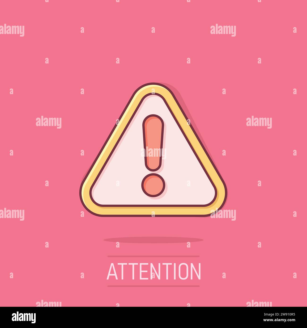 Exclamation mark icon in comic style. Danger alarm vector cartoon ...