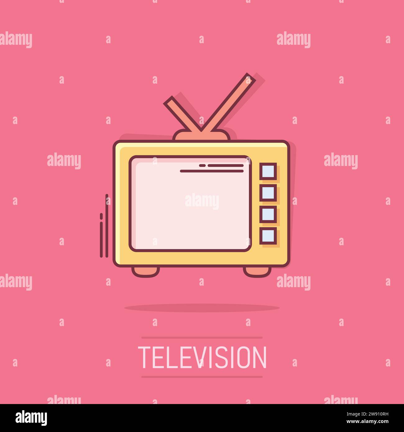 Vector cartoon retro tv screen icon in comic style. Old television ...