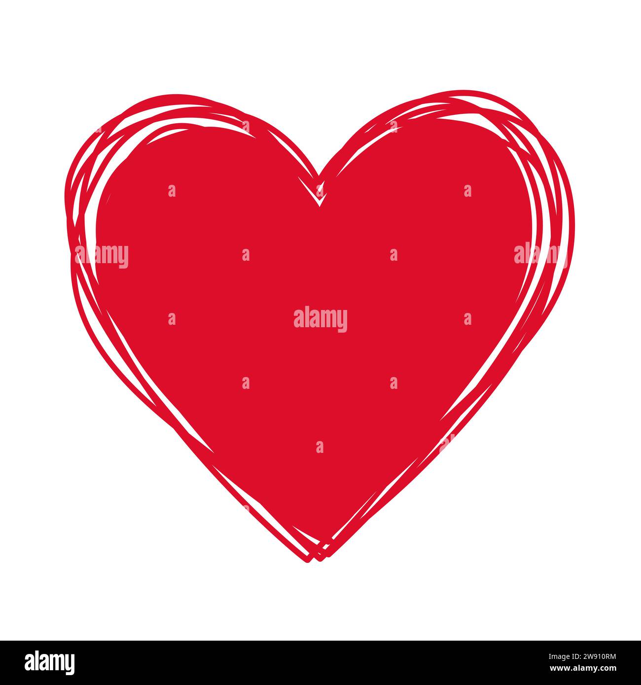 Scribbled heart with hand painted with ink heart isolated on white ...