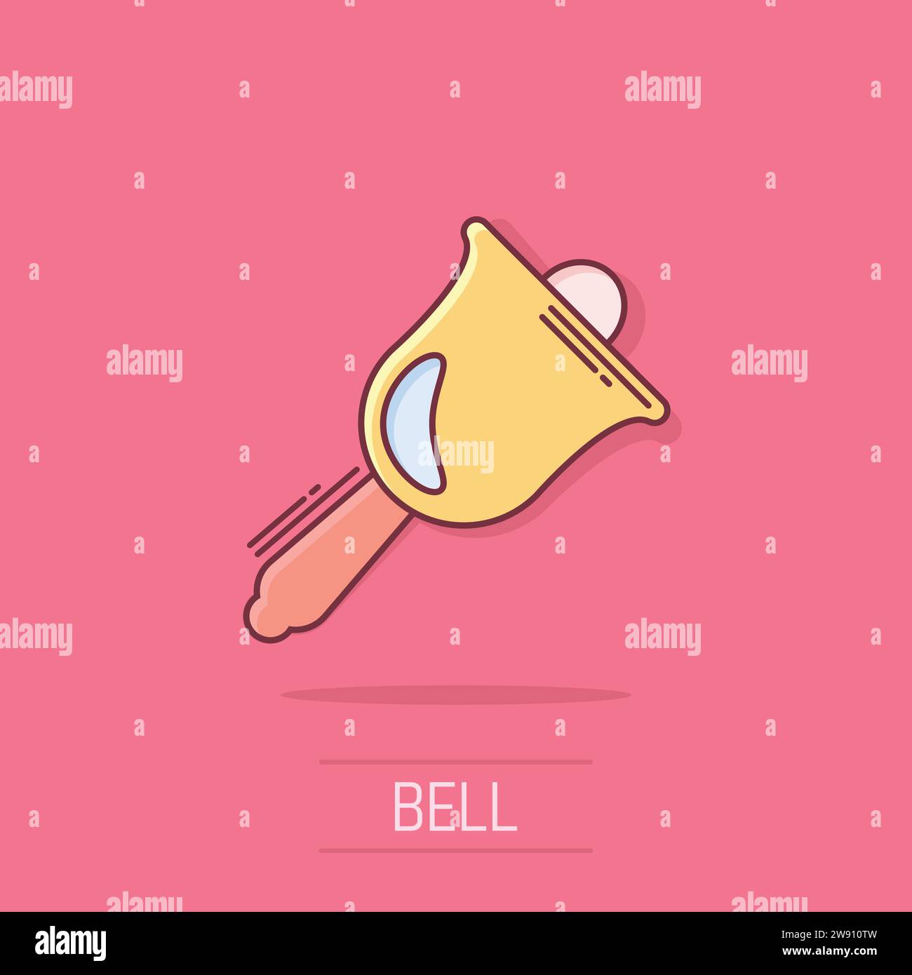 Vector cartoon bell alarm icon in comic style. Bell jingle concept ...