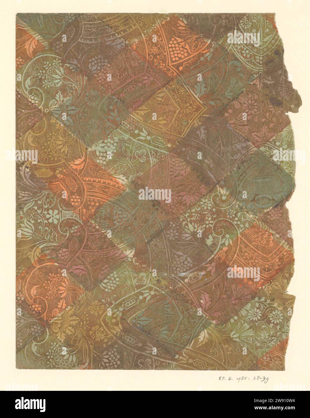 Leaf with flowers and fruits with winding tires, anonymous, 1700 - 1850 ...