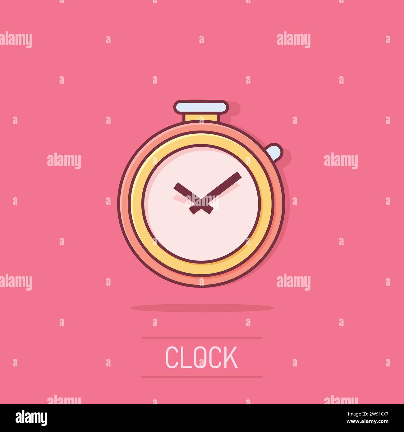 Vector cartoon clock timer icon in comic style. Time alarm concept ...