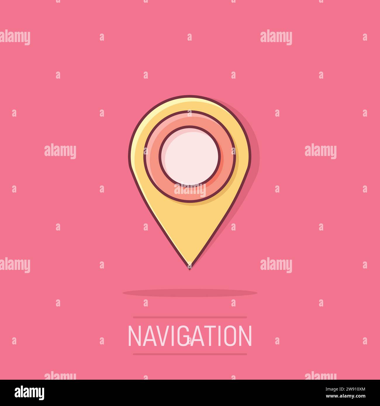 Vector cartoon map pointer icon in comic style. Gps navigation mark illustration pictogram ...