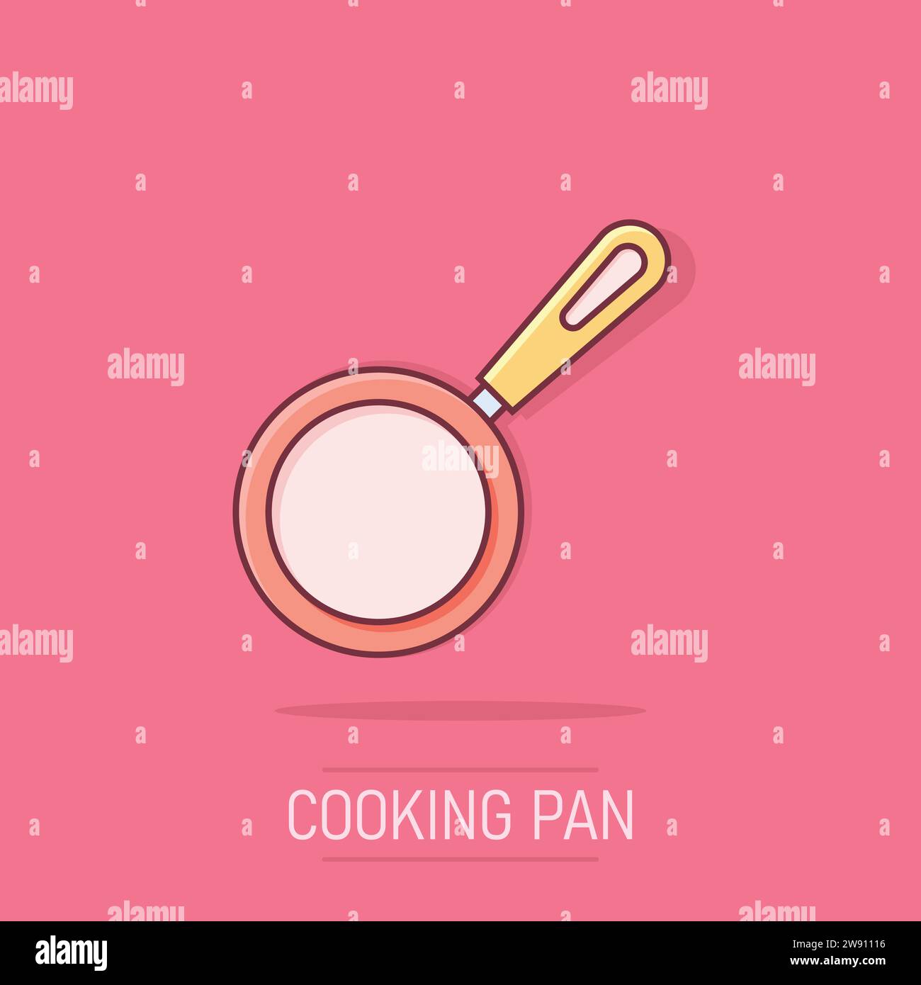 Vector cartoon frying pan icon in comic style. Cooking pan concept ...