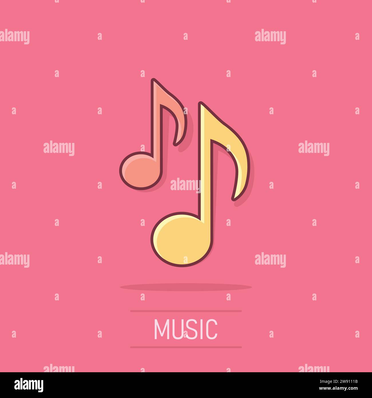 Vector cartoon music note icon in comic style. Sound media concept ...
