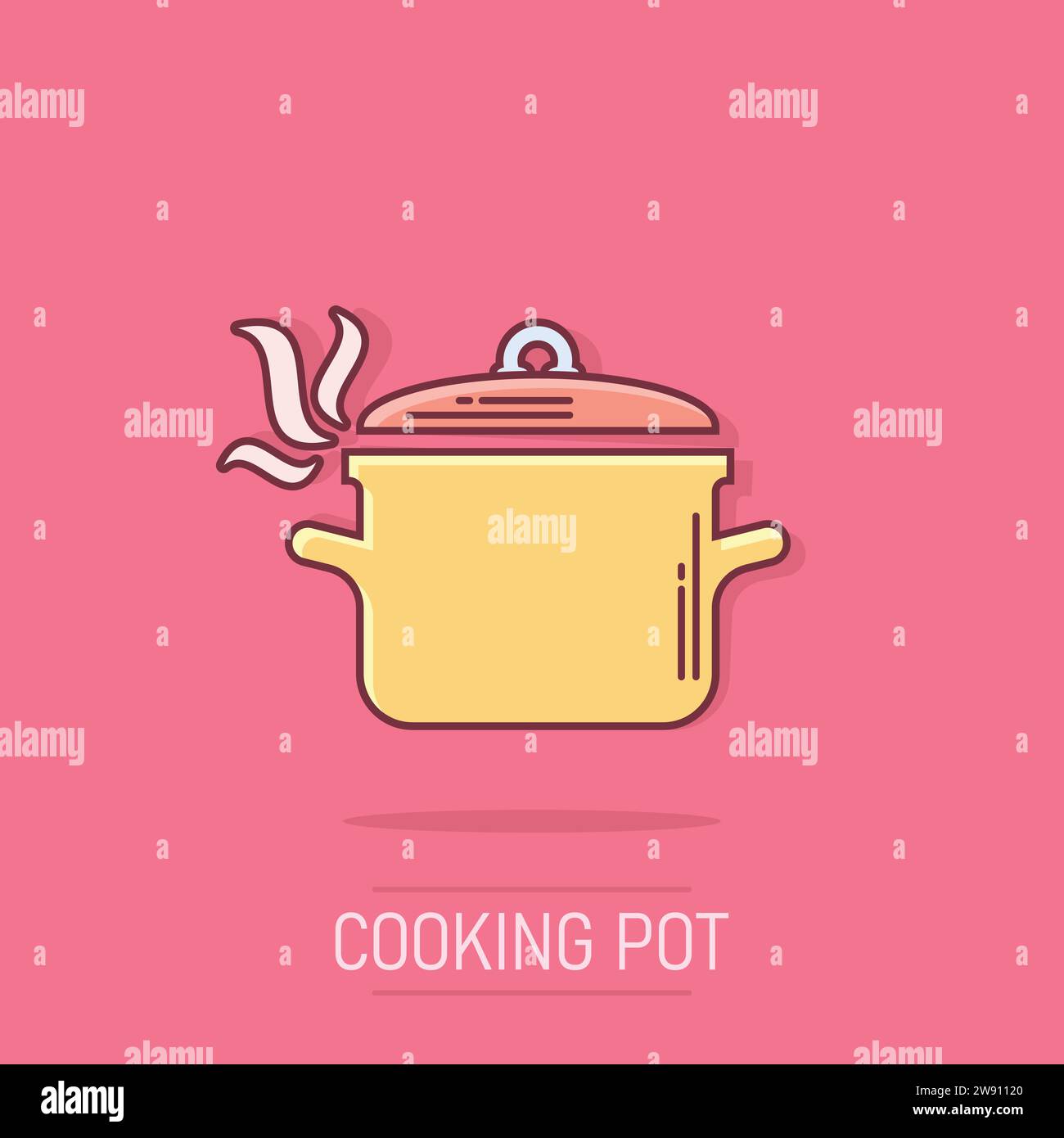 Vector cartoon cooking pan icon in comic style. Kitchen pot concept ...