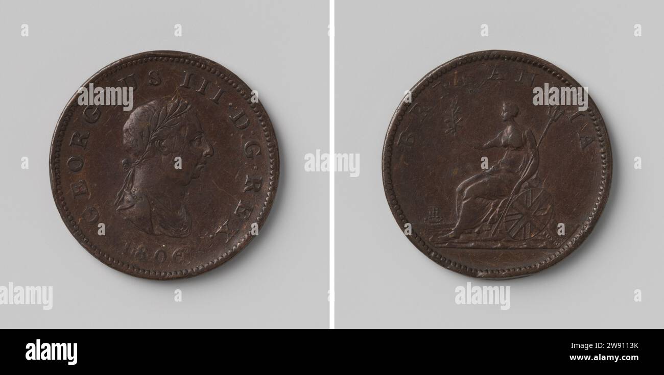 Half Penny van George III, King of England, Conrad Heinrich Küchler ...