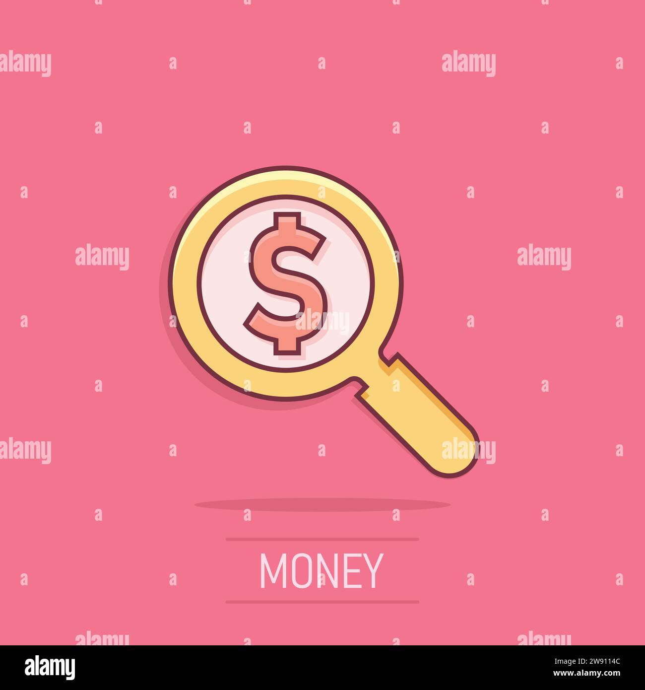 Magnify glass with dollar sign icon in comic style. Loupe, money vector ...