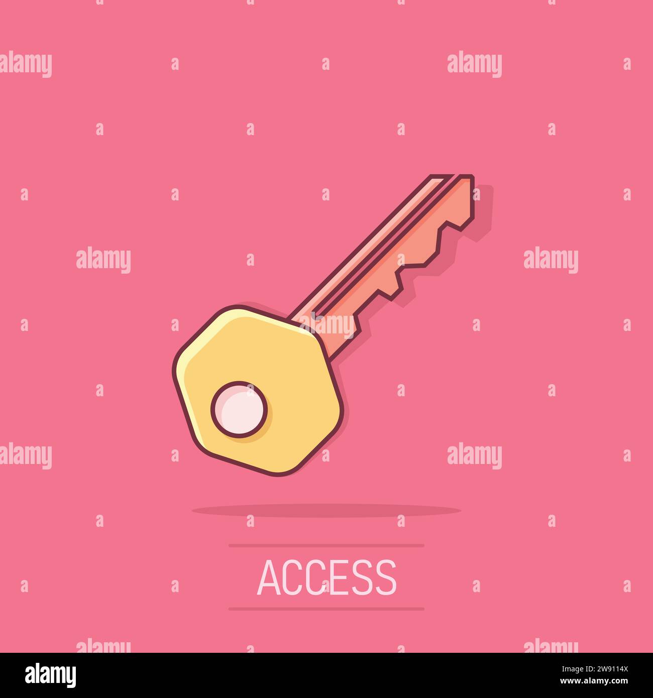 Key icon in comic style. Access login vector cartoon illustration ...