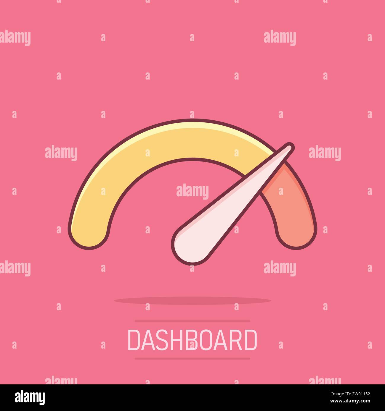 Meter dashboard icon in comic style. Credit score indicator level ...