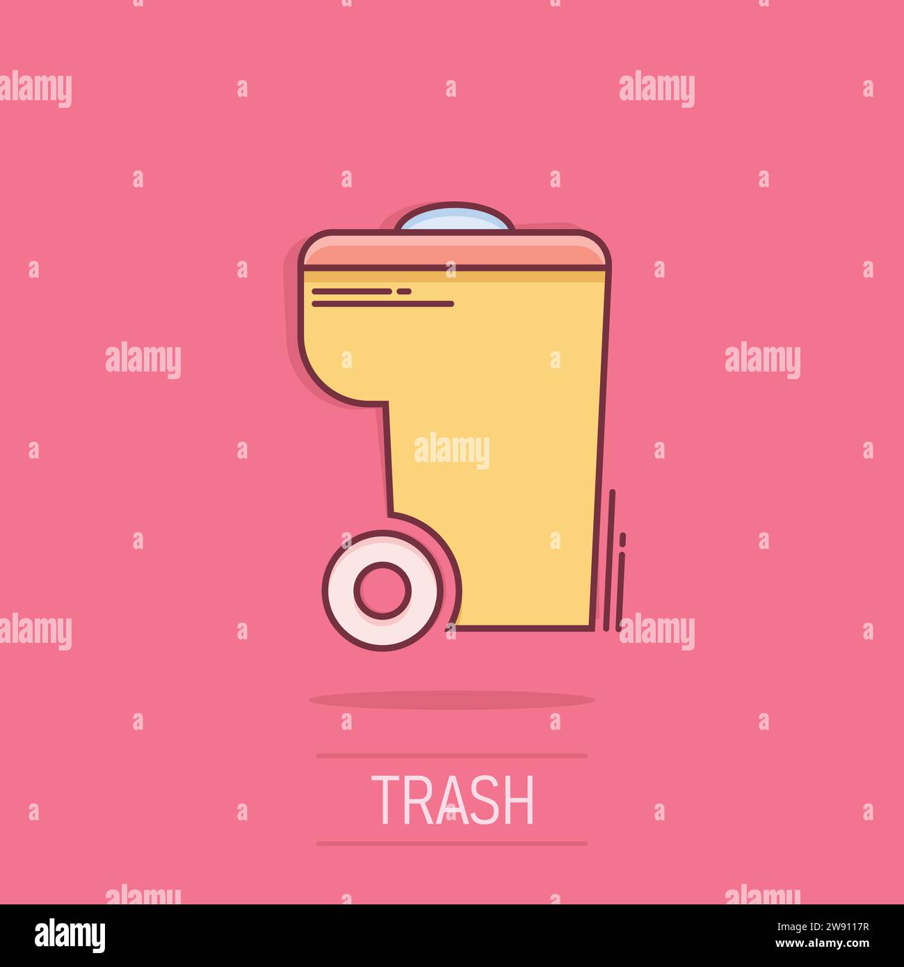 Trash bin garbage icon in comic style. Trash bucket vector cartoon ...