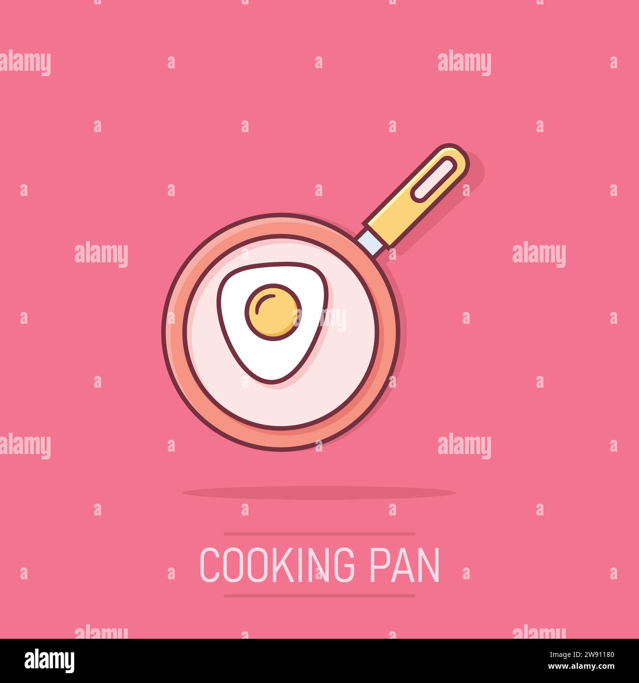 Vector cartoon frying pan icon in comic style. Cooking pan concept ...