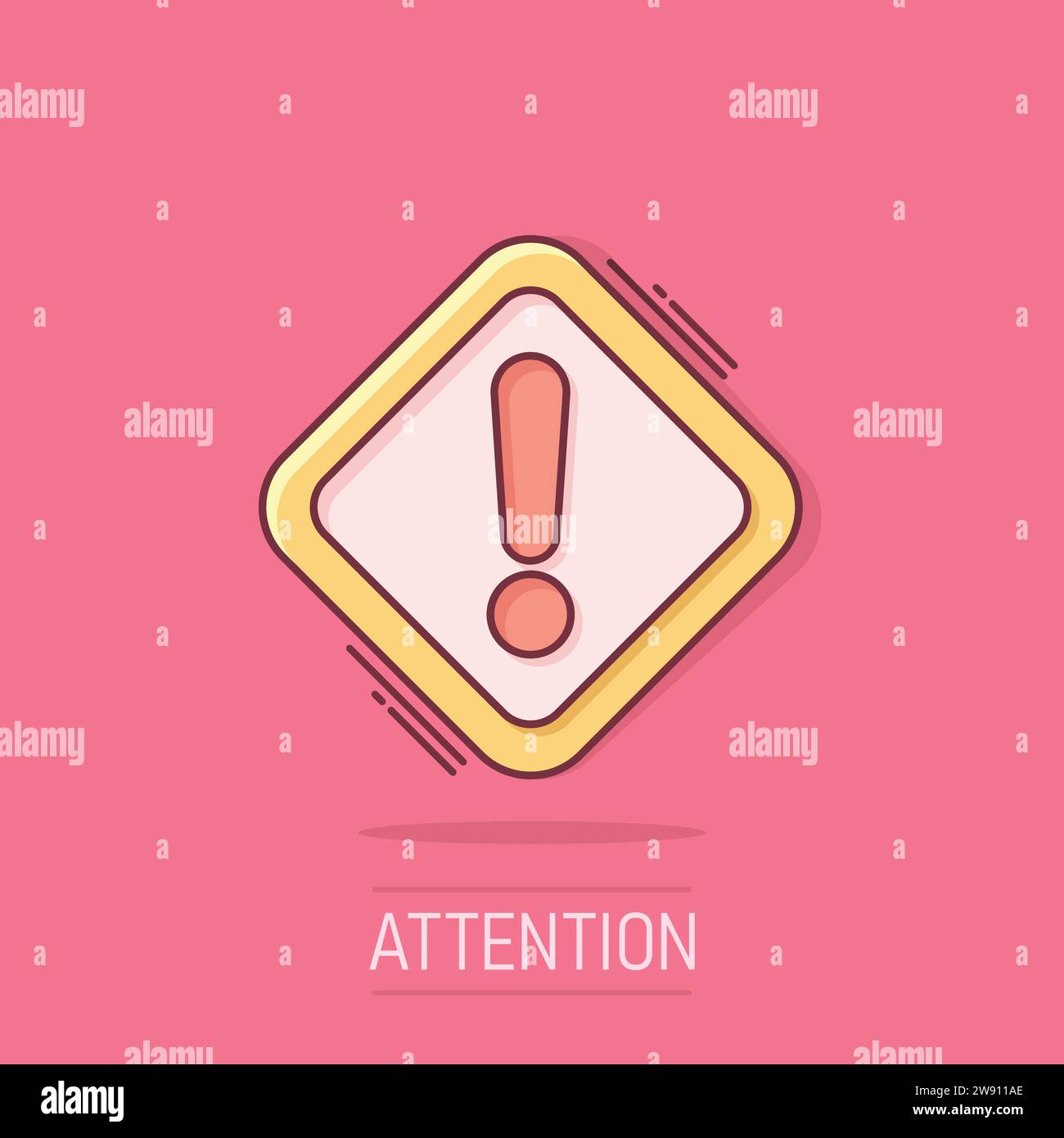 Exclamation mark icon in comic style. Danger alarm vector cartoon ...