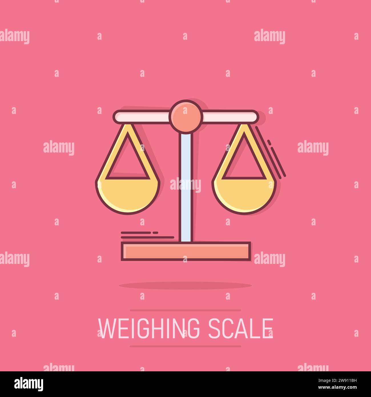 Scale comparison icon in comic style. Balance weight vector cartoon ...