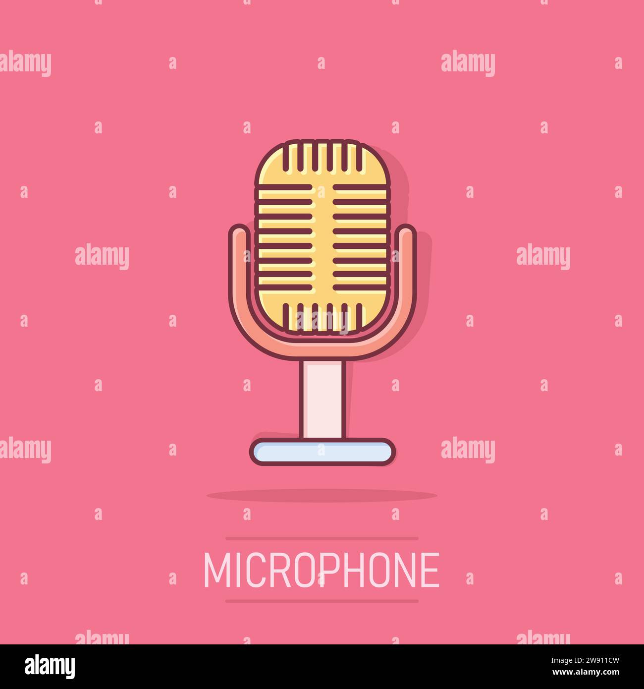 Microphone icon in comic style. Mic broadcast vector cartoon ...