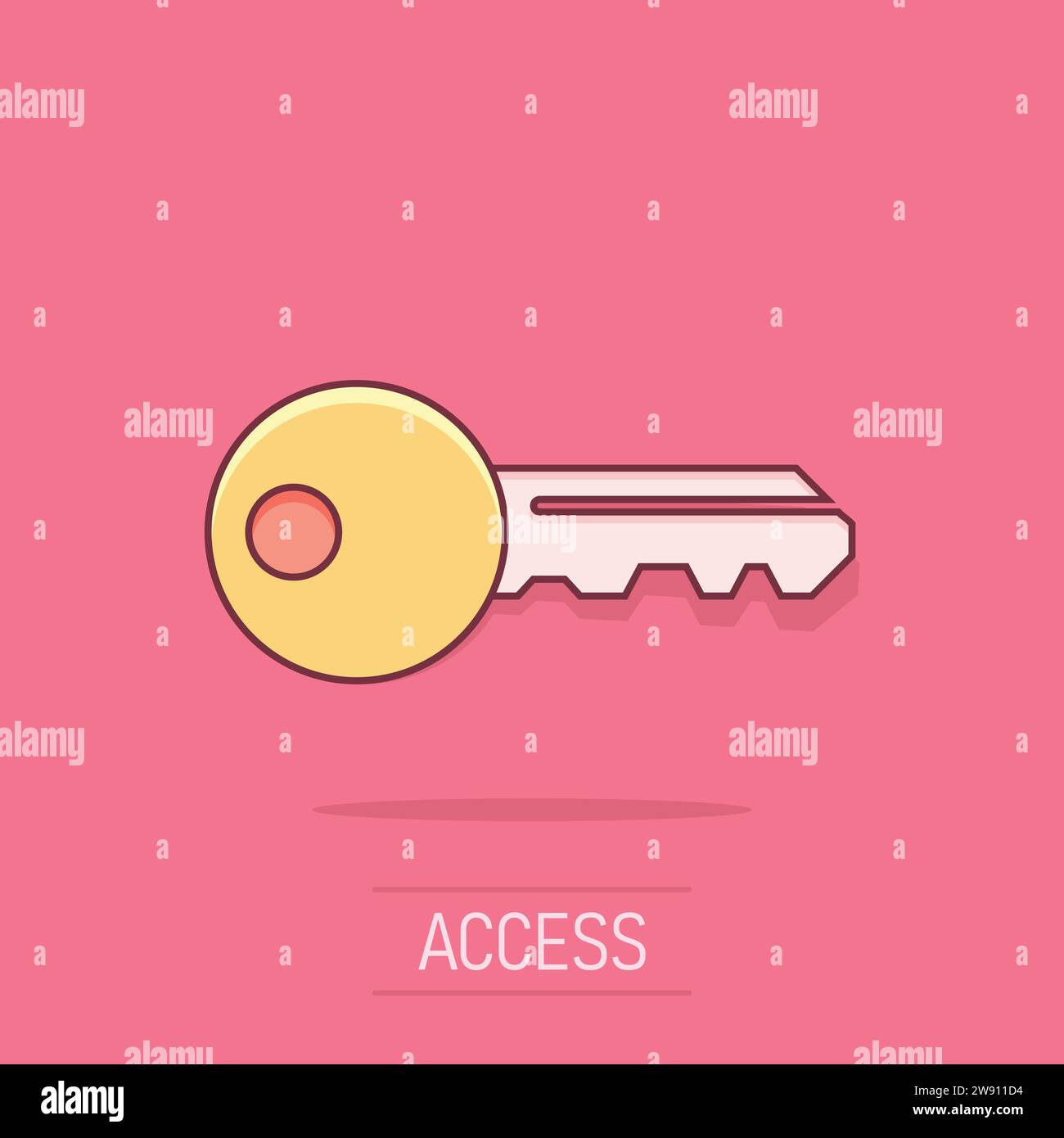 Key icon in comic style. Access login vector cartoon illustration ...