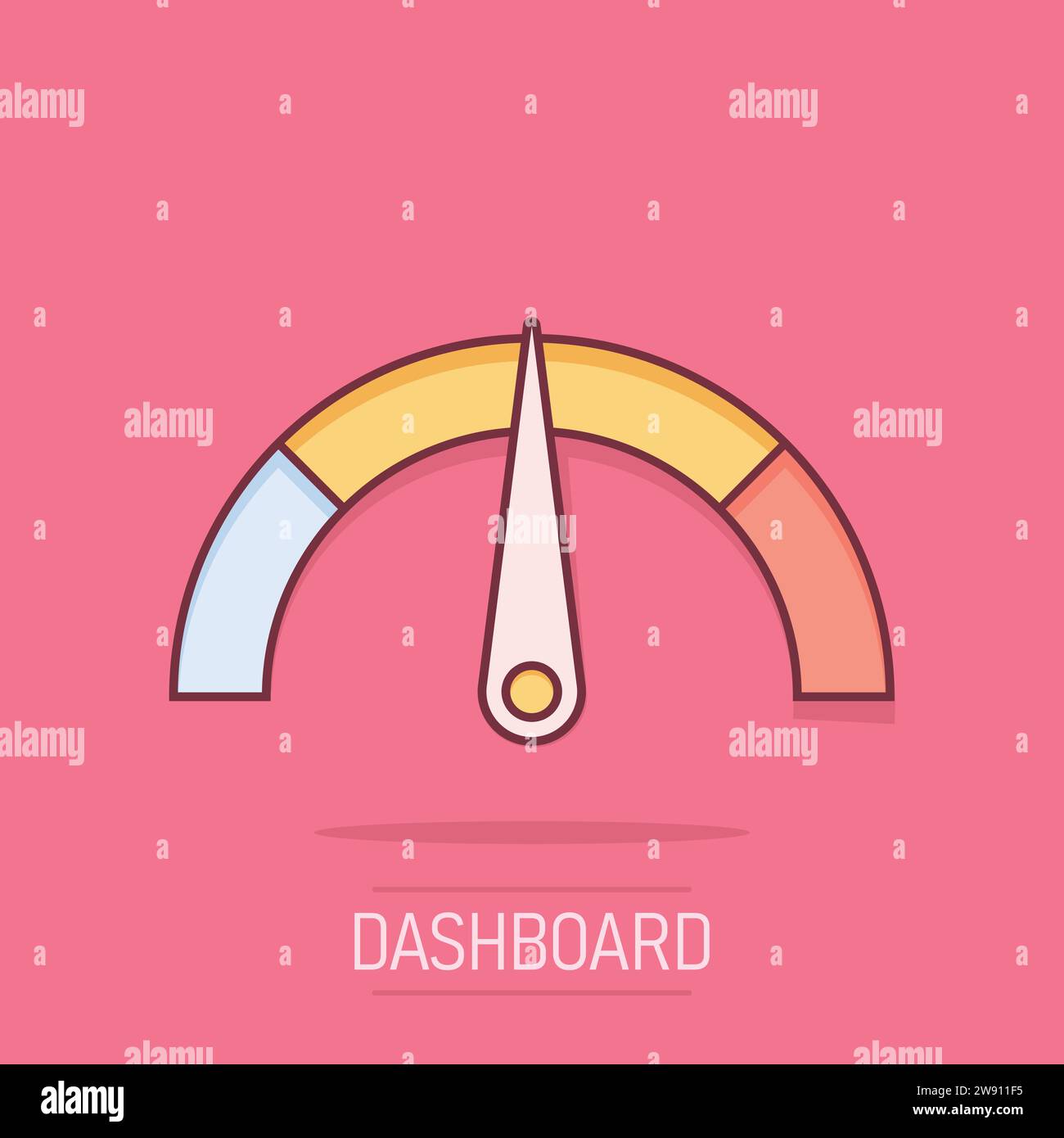 Meter dashboard icon in comic style. Credit score indicator level ...