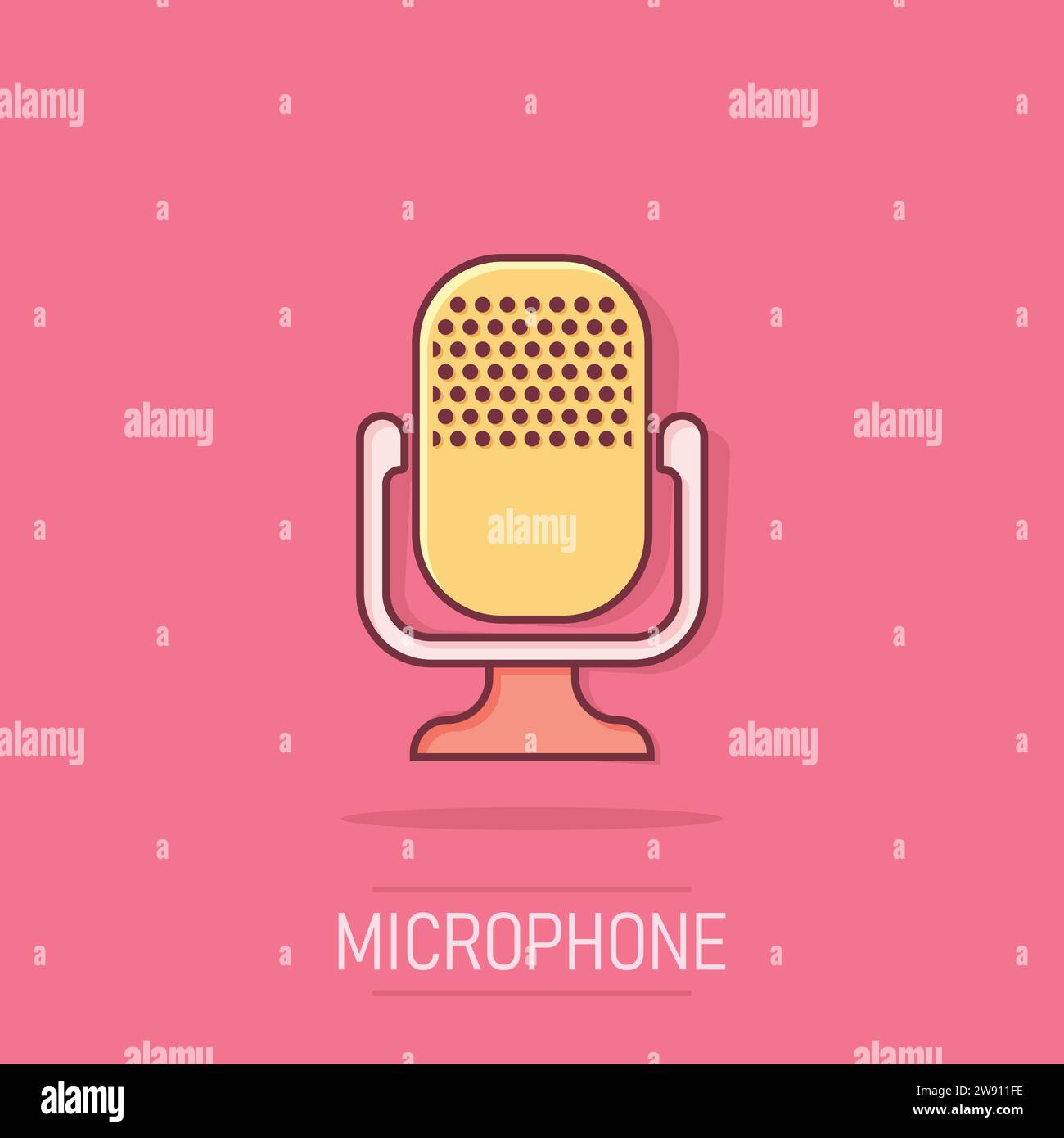 Microphone icon in comic style. Mic broadcast vector cartoon ...