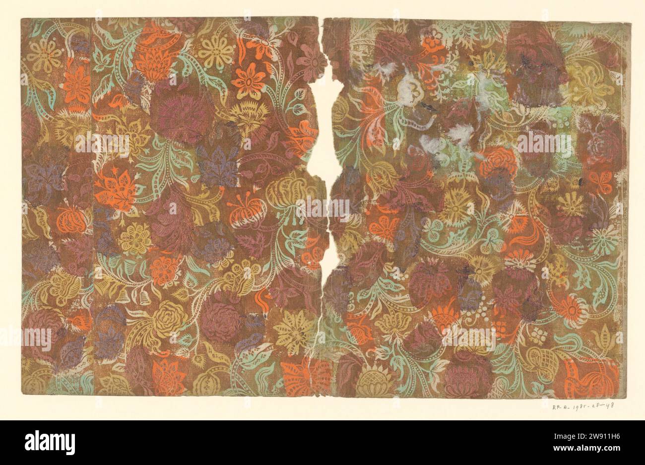 Leaf with flowers and fruits, anonymous, 1700 - 1850 brocade paper Leaf ...