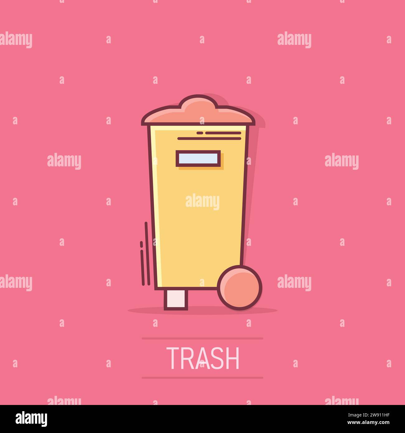 Trash bin garbage icon in comic style. Trash bucket vector cartoon ...