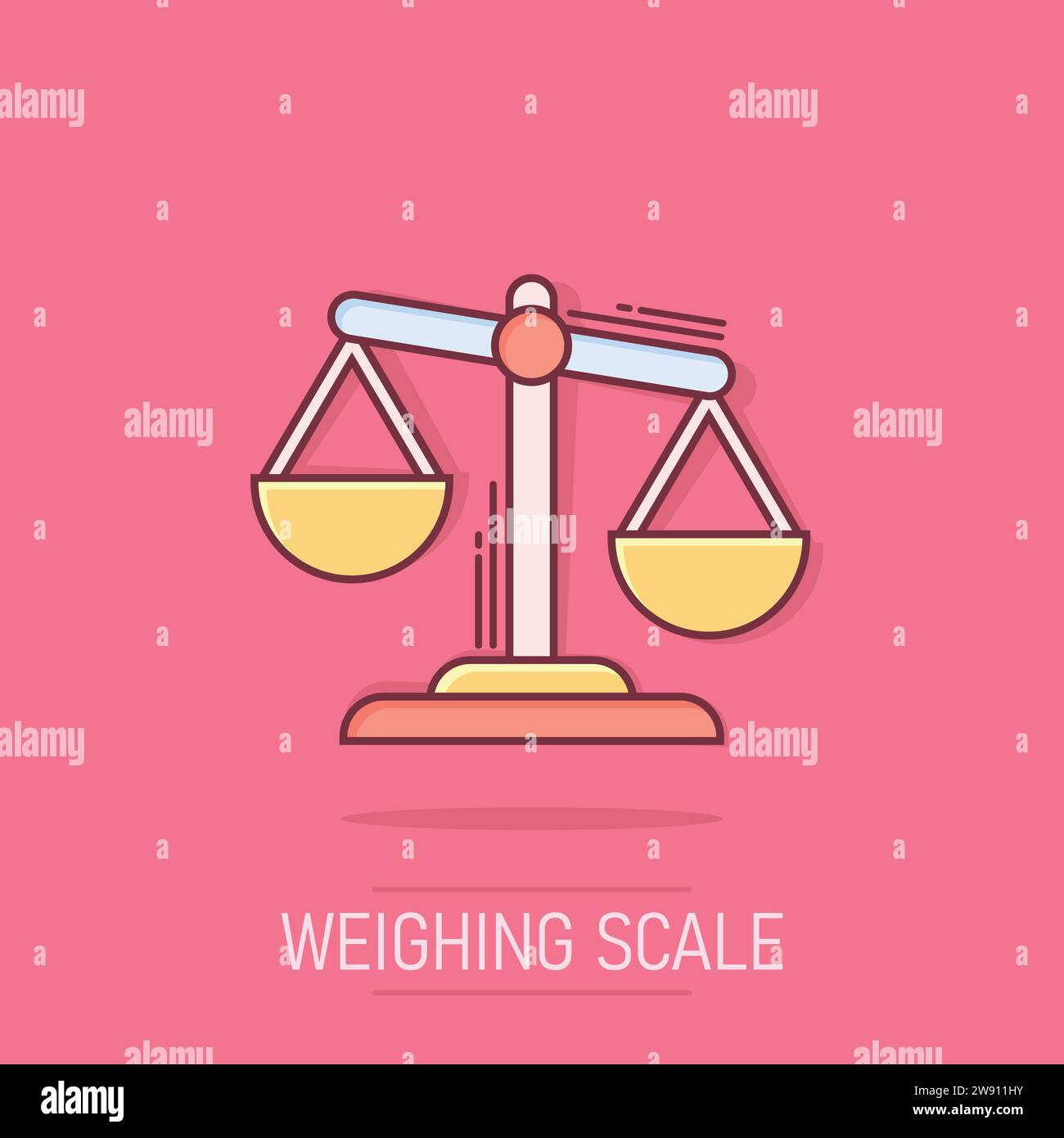 Scale comparison icon in comic style. Balance weight vector cartoon ...