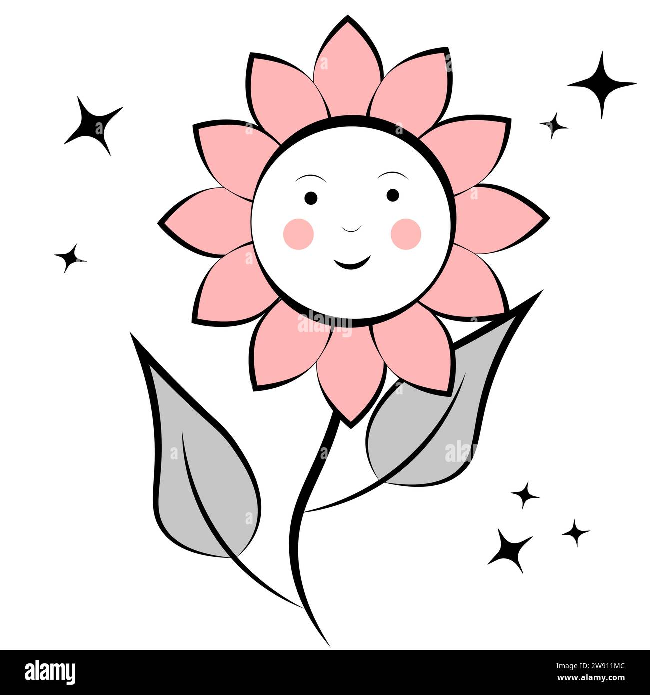 Flower with face on white background Stock Vector Image & Art - Alamy