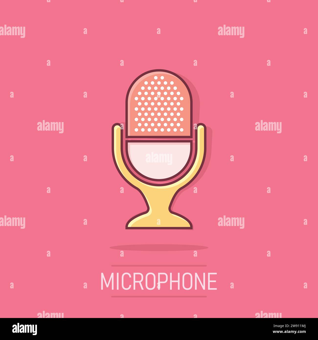 Microphone icon in comic style. Mic broadcast vector cartoon ...