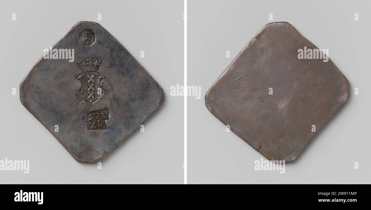 Forty Stuiver, emergency coin from Amsterdam, beaten during the siege from the silver of the ...