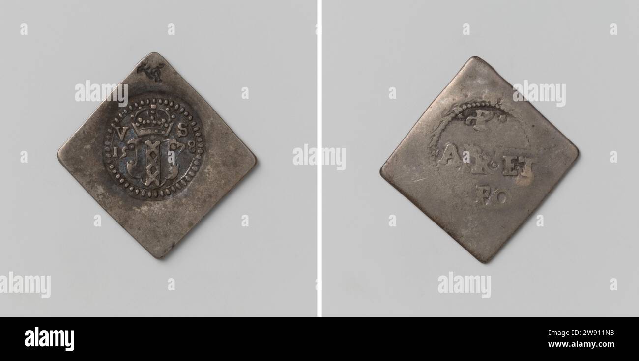Five penny, emergency coin from Amsterdam, beaten during the siege from ...
