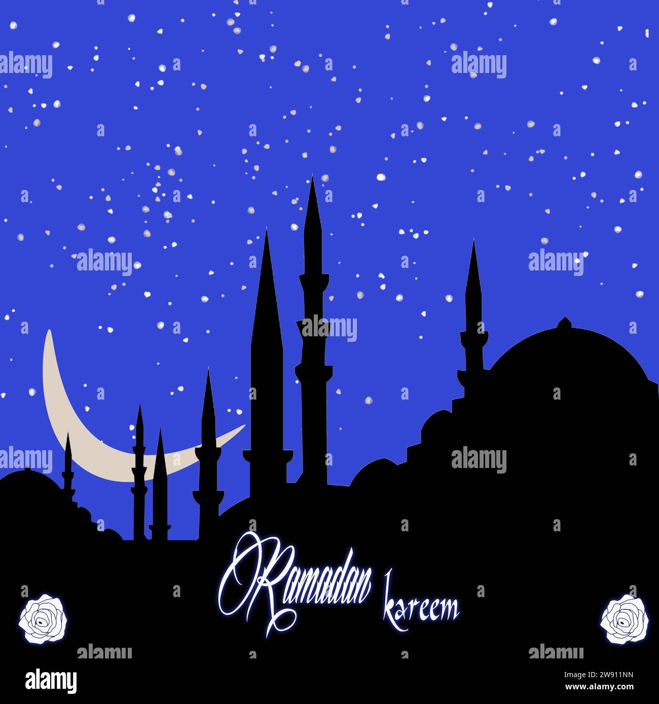 Ramazan Mubarak or Ramadan Kareem. Silhouette of Istanbul mosque and ...