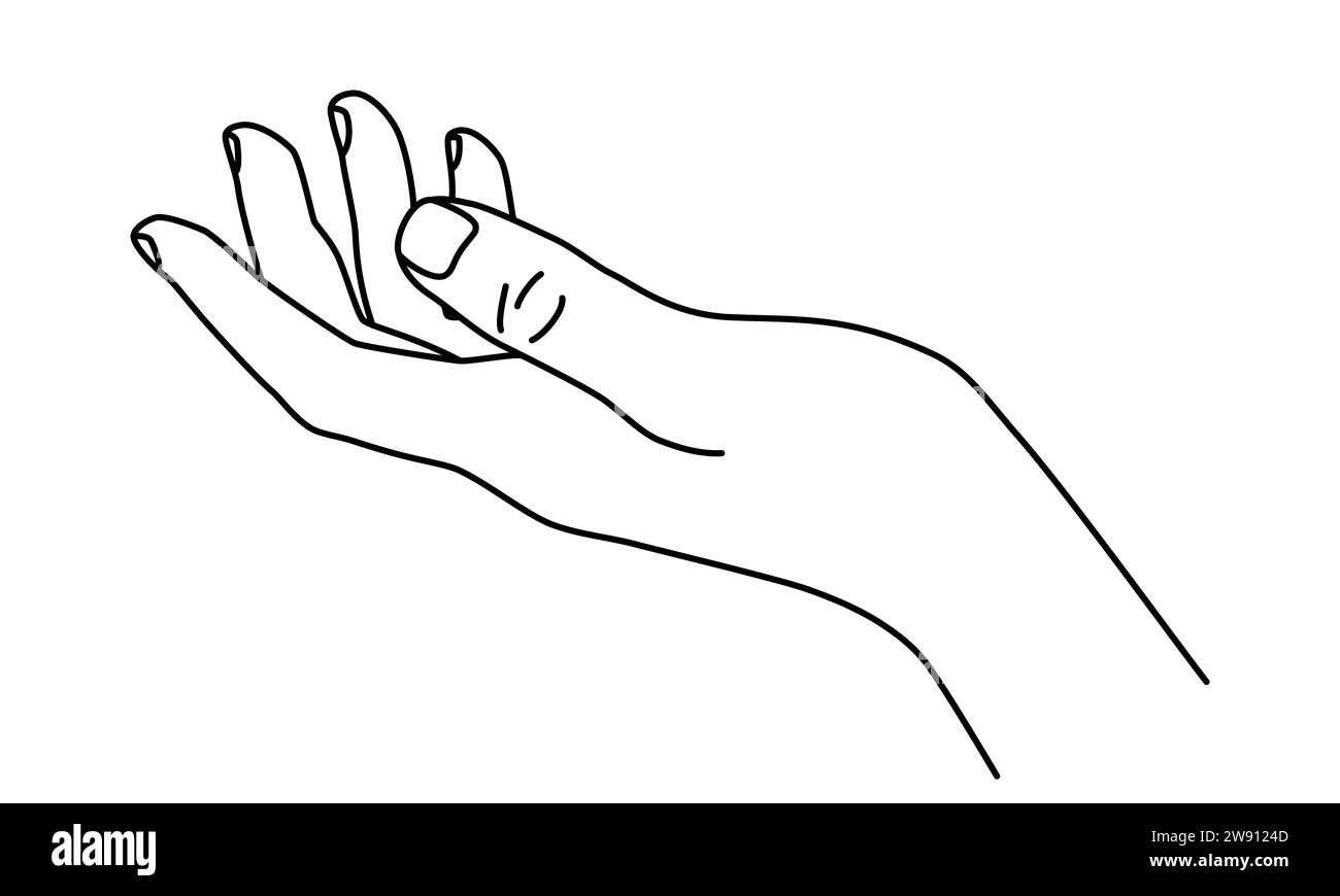 Hand drawn outline lineart hand doodle. Holding and giving gesture ...