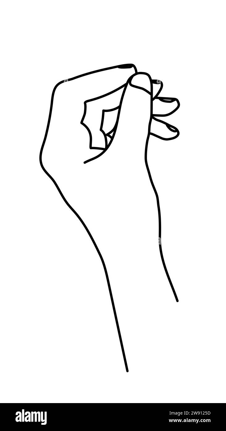 Hand drawn outline lineart hand doodle. Holding and giving gesture ...