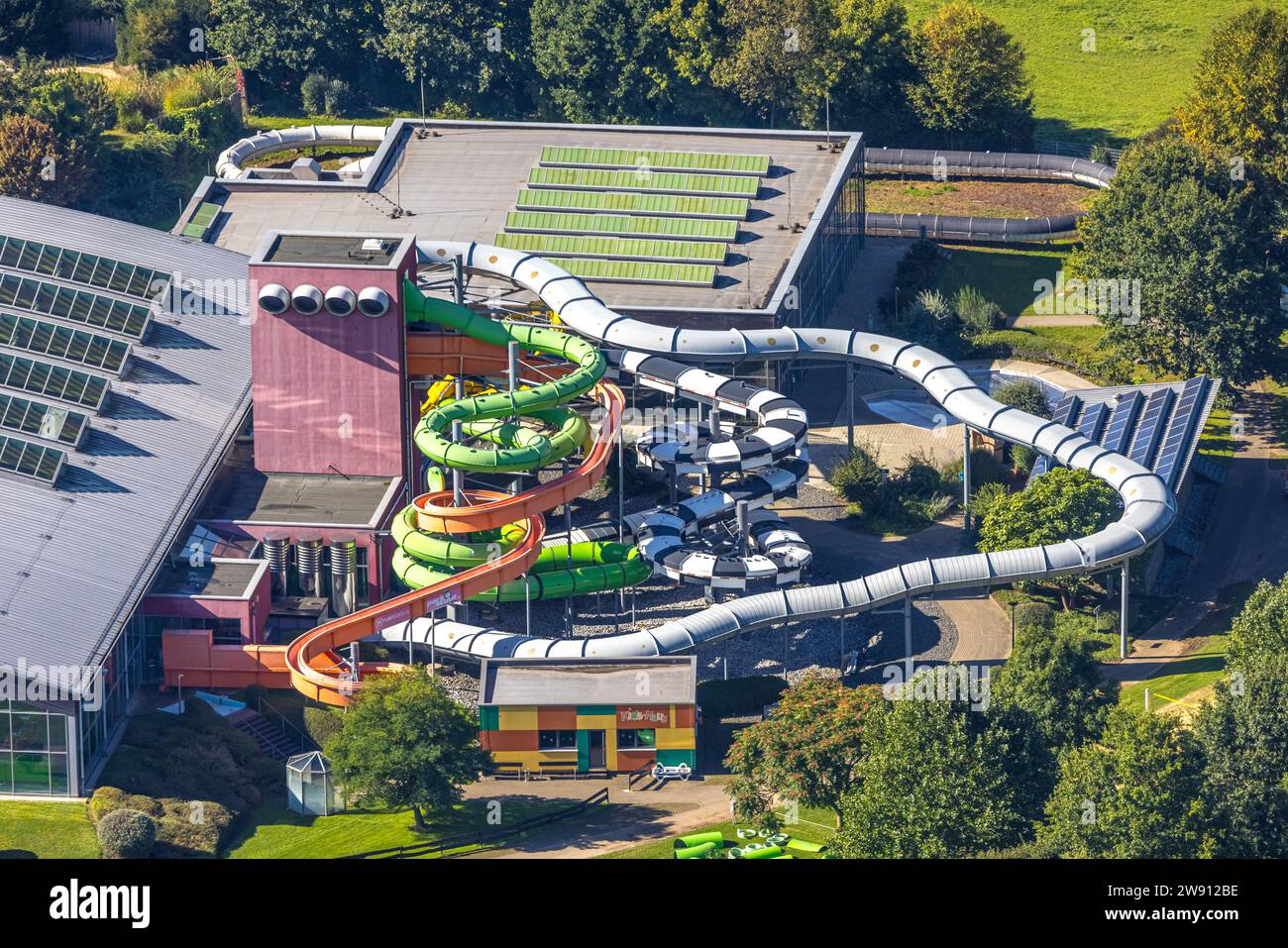 Aerial view, AquaMagis adventure pool with large water slide ...