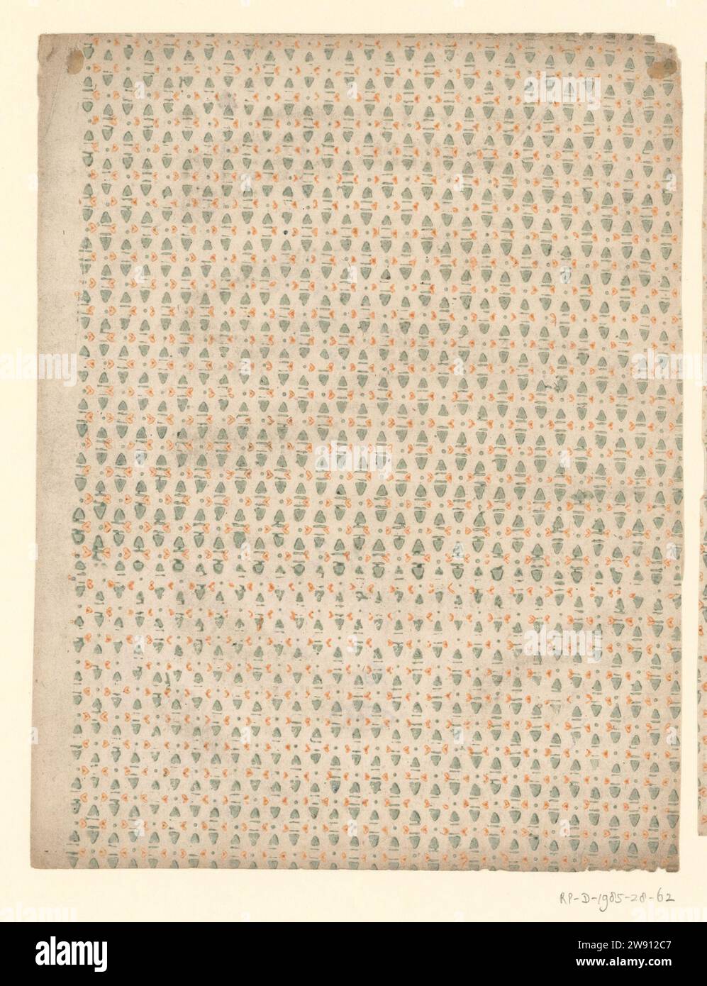 Leaf With Alternating Straw Pattern Of Triangles Anonymous 1750