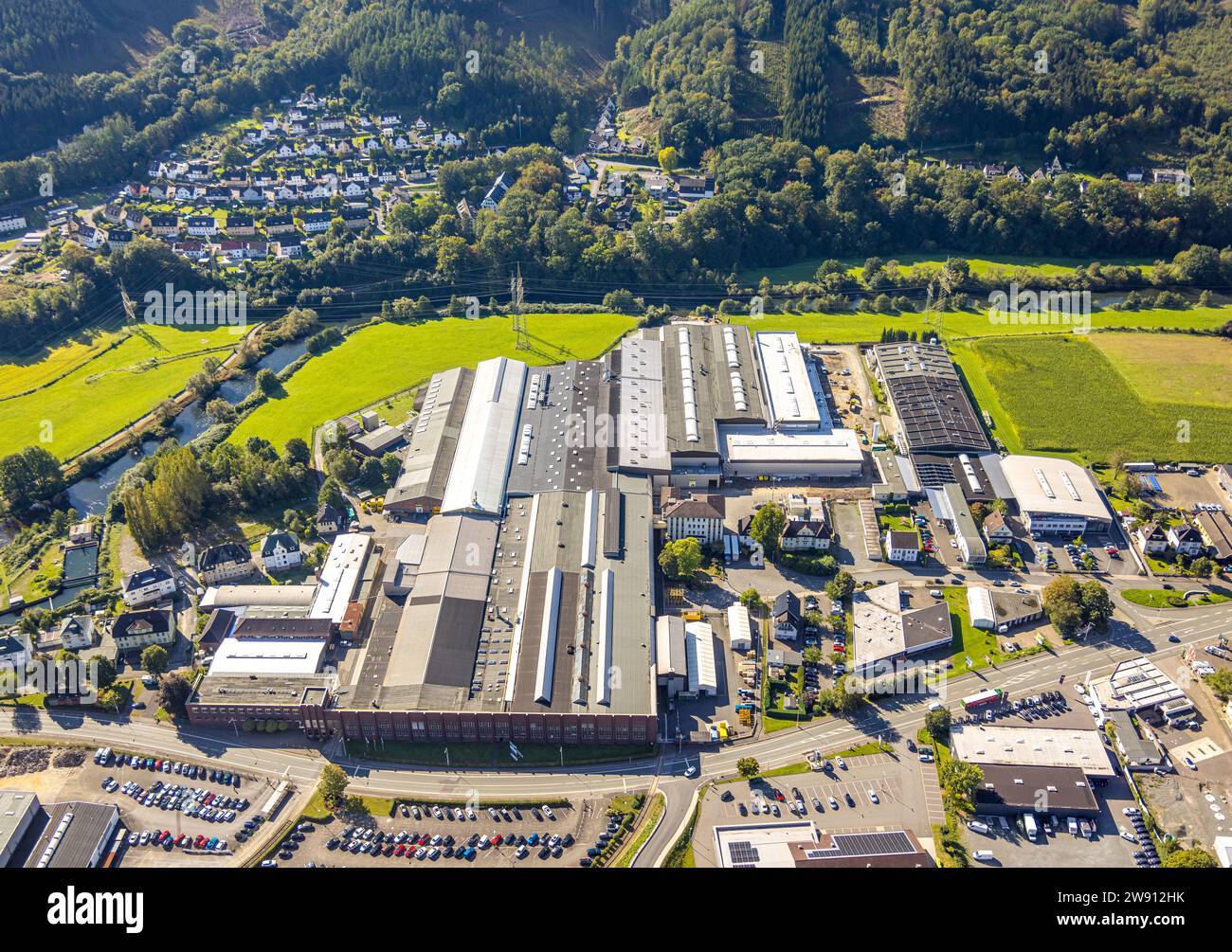 Aerial photo, Novelis Deutschland GmbH aluminum supplier, housing ...