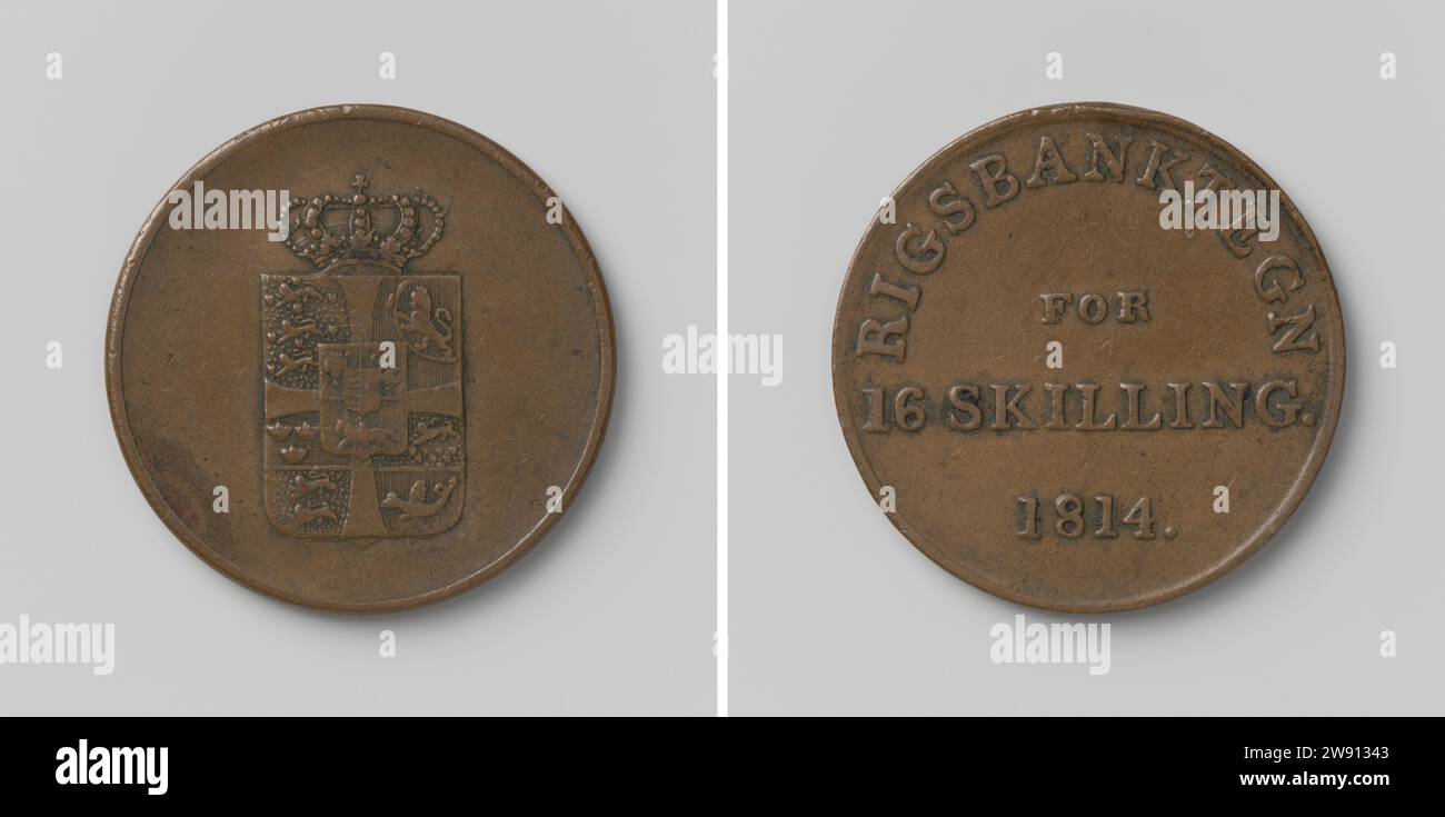 Sixteen Skilling, emergency coin of Frederik VI, King of Denmark ...
