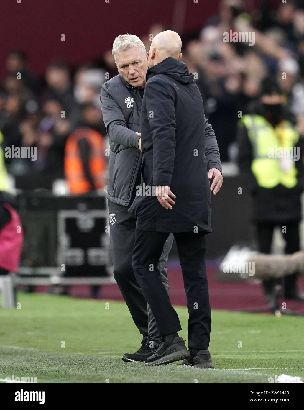 West Ham United manager David Moyes (left) and Manchester United ...