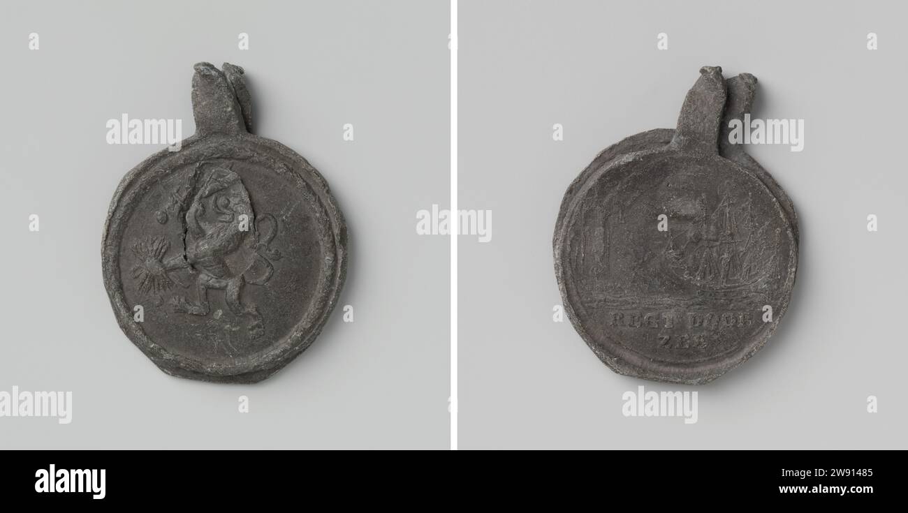 Rust keeper in Leiden, medal with inscription 'Regt by sea', fabr ...