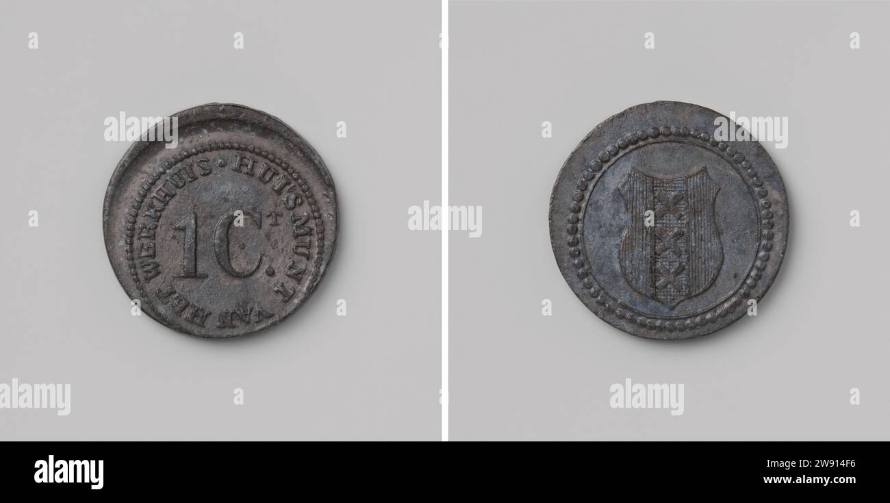 Werkhuis in Amsterdam, Huismunt worth 1 cent, workshop Amsterdam, 1824 ...
