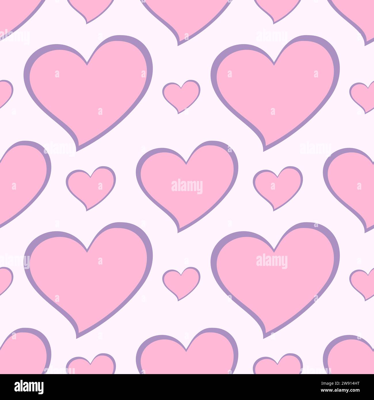 Cute heart shape, love symbol in violet pink color, seamless pattern ...