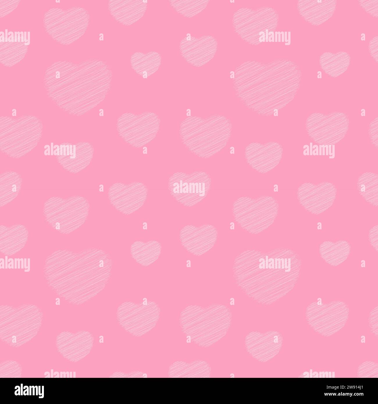 White Love Heart scribbles in baby pink color background. Seamless pattern design template Stock ...