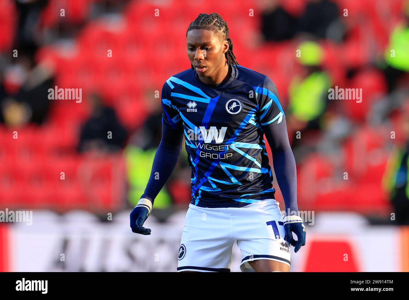 Brooke Norton-Cuffy #17 of Millwall during the warm up for the game ...