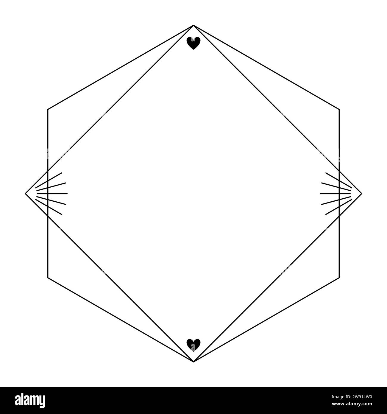 Valentine Day love aesthetic frame with hearts. Trendy geometric ...