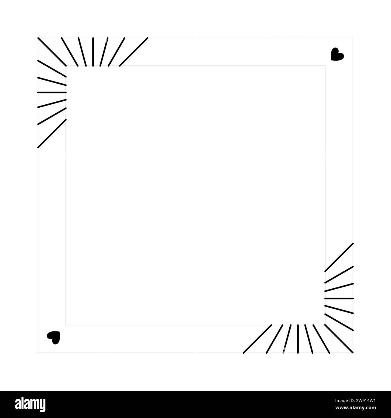 Valentine Day love aesthetic square frame with hearts. Trendy geometric ...