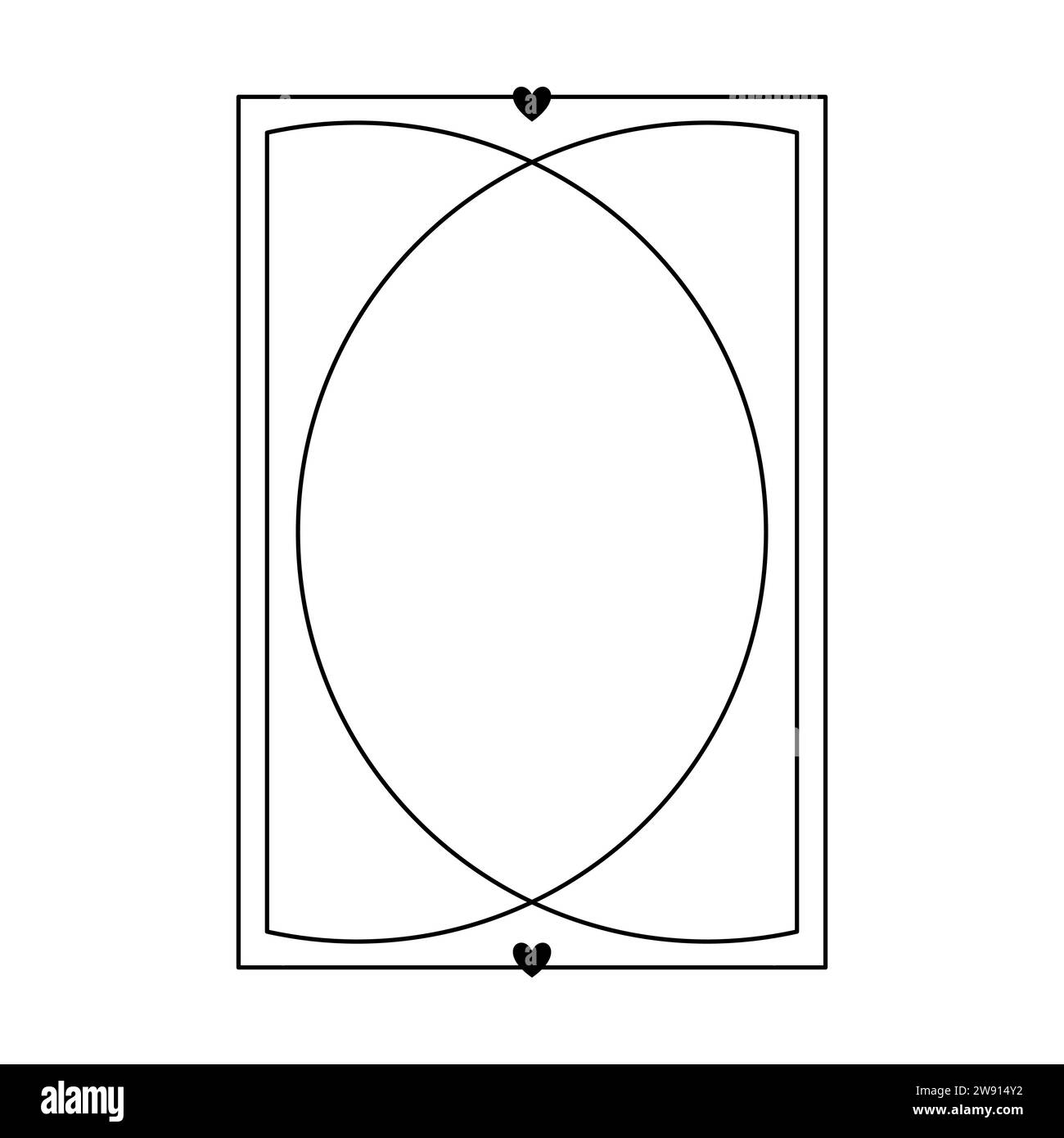 Valentine Day love aesthetic rectangle frame with hearts. Trendy ...