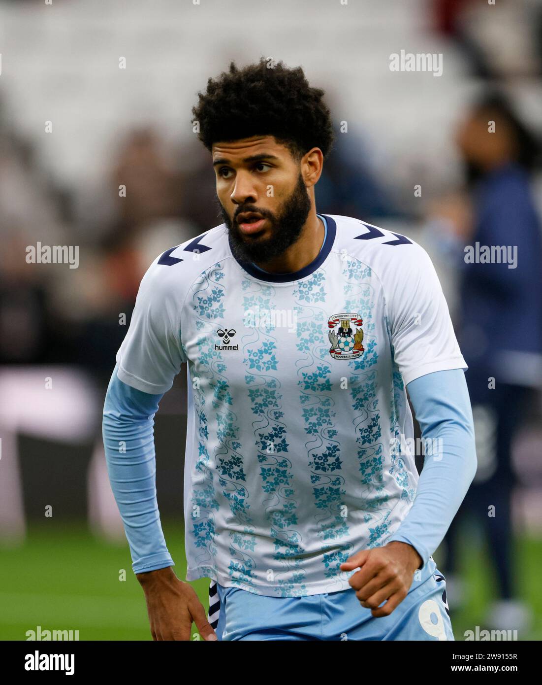 Coventry City's Ellis Simms during the warm up before the Sky Bet ...