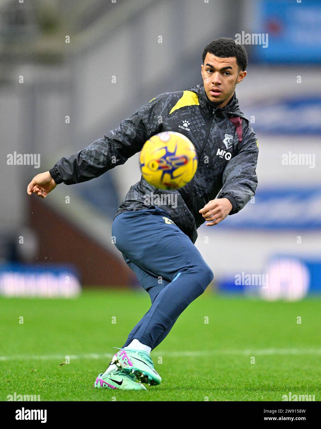 Ryan Andrews 45# of Watford Football Club warms up ahead of the match ...