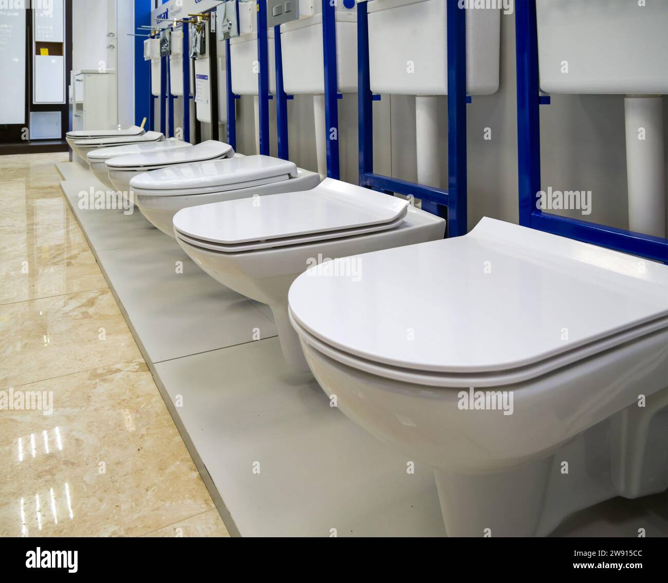 Voronezh, Russia - January 29, 2022: Samples of toilet bowls with ...