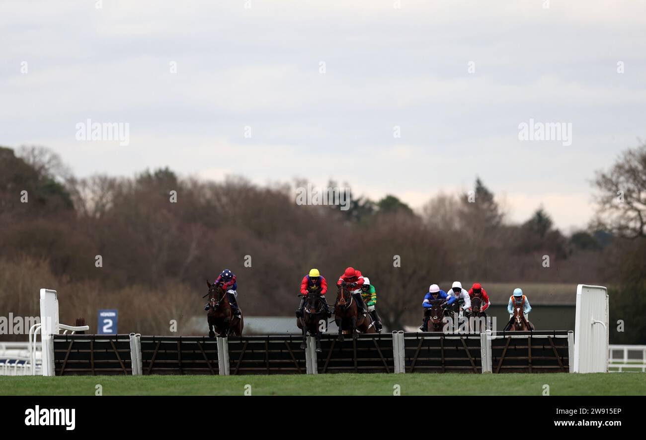 Runners and riders during the Howden Long Walk Hurdle on day two of the ...